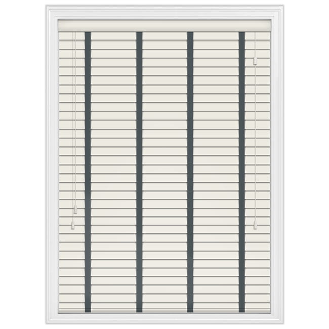 50mm Alabaster Off-White Faux Wood Venetian Blinds with Slate Grey Tapes
