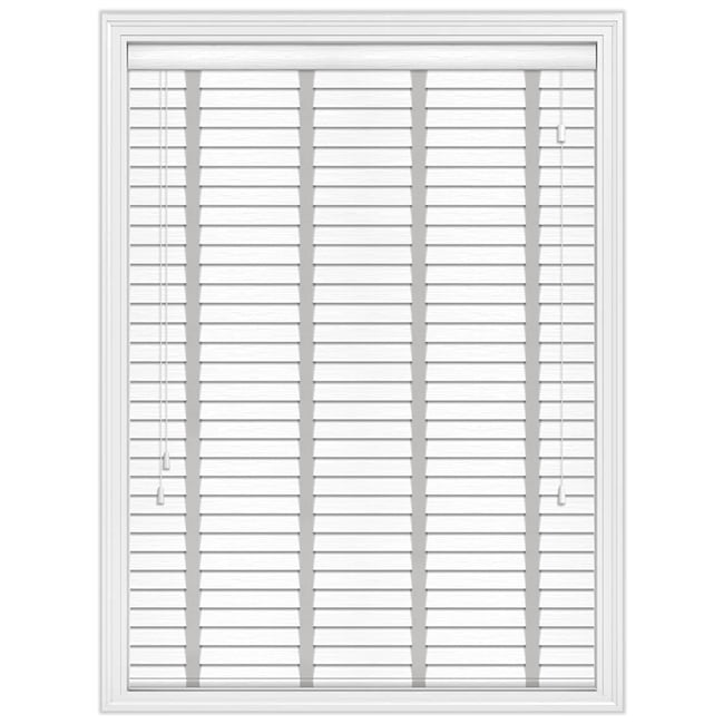 50mm Bright White Grain Faux Wood Venetian Blinds with Pale Grey Tapes