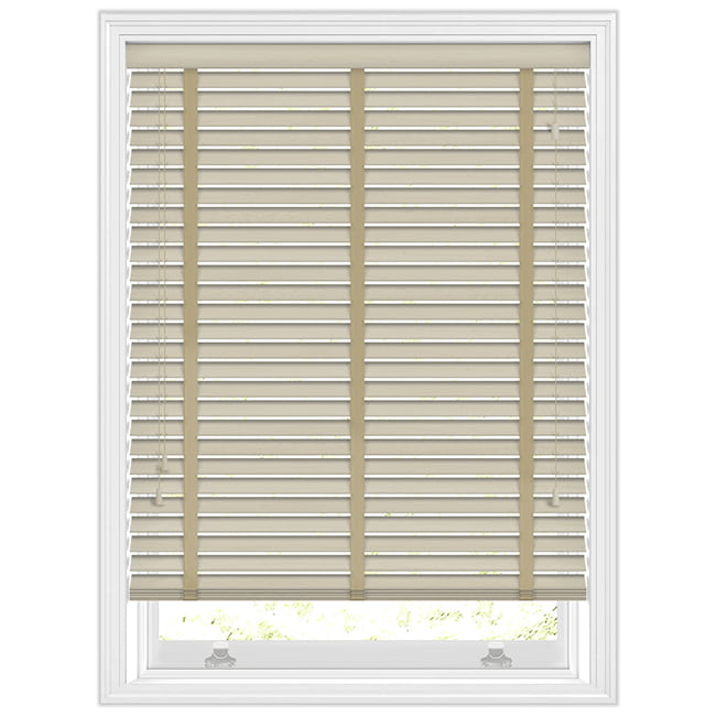 50mm Eiko Luxury Beige Wooden Blinds with Tapes, Exotic Abachi Wood