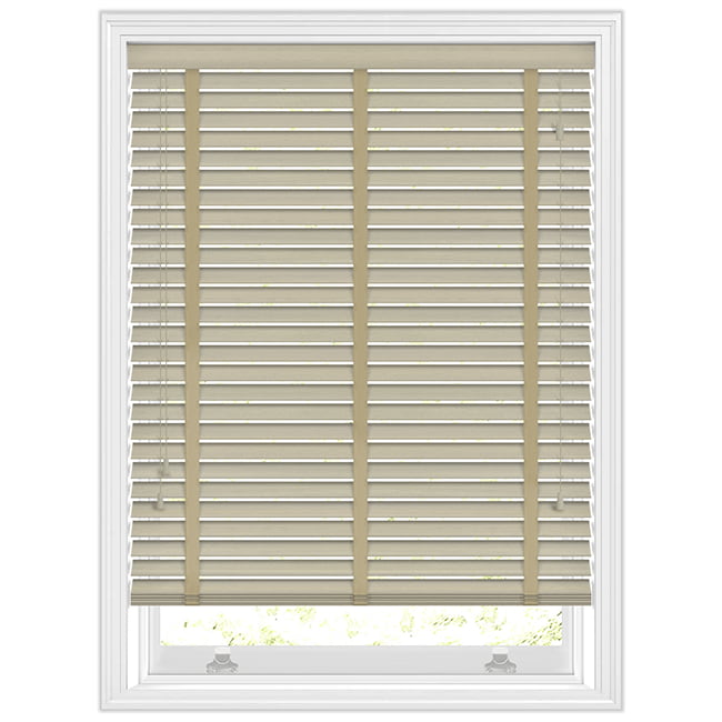 50mm Hotaru Luxury Warm Beige Wooden Blinds with Tapes, Exotic Abachi Wood