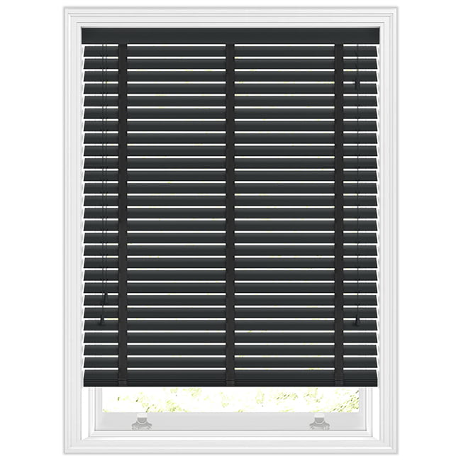 50mm Black Luxury Wooden Venetian Blinds with Tapes, Real Wood
