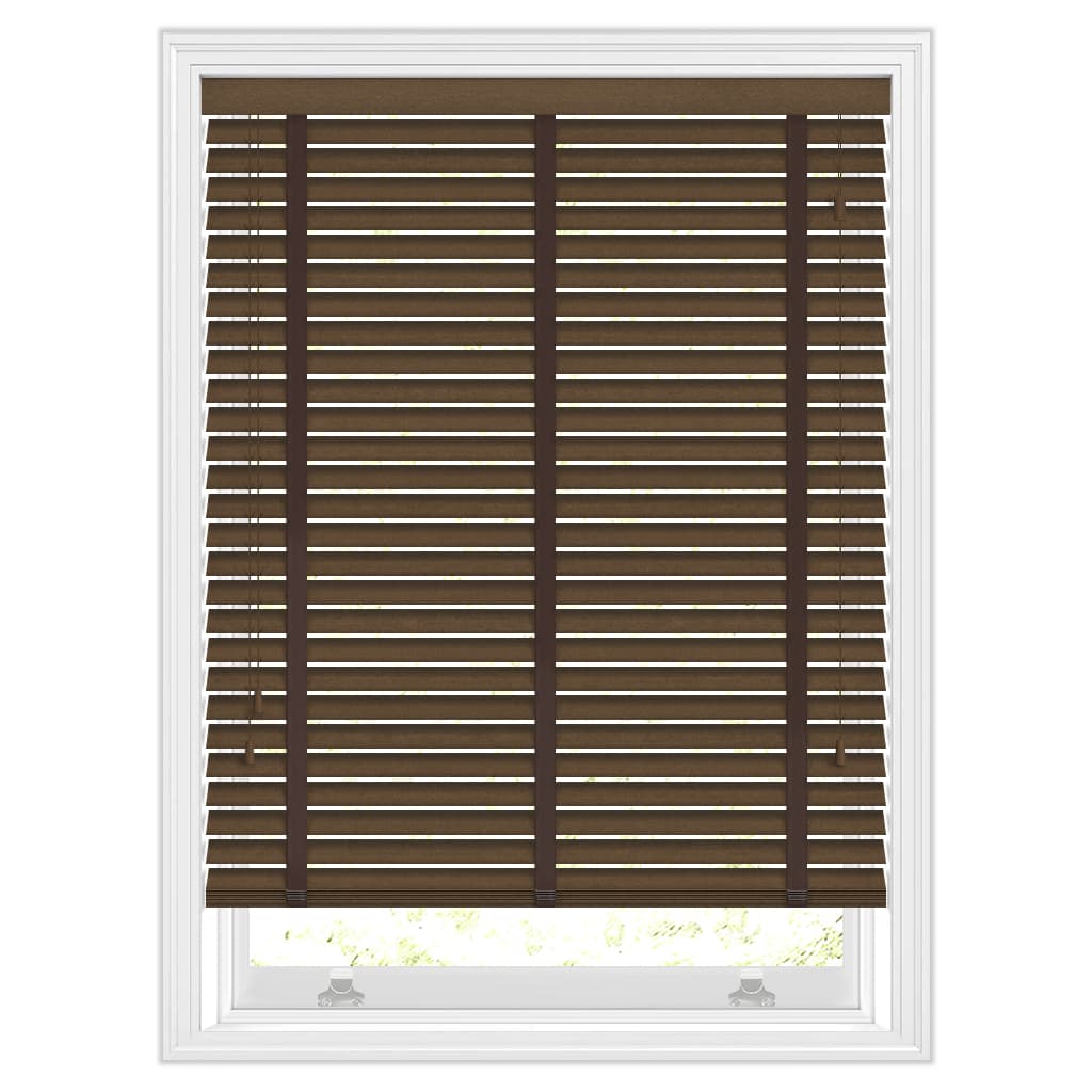 50mm Walnut Luxury Dark Wooden Venetian Blinds with Tapes