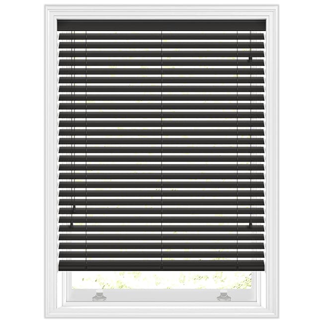 50mm Onyx Black Wooden Blinds, High Quality Made to Measure Real Wood