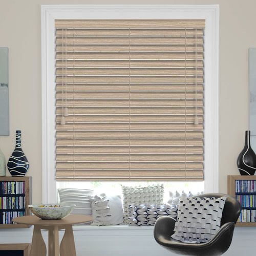 50mm Scandinavian Rich Beige Deep Grain Wooden Blinds, High Quality