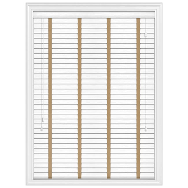 50mm White Diamond Grain Faux Wood Venetian Blinds with Hessian Tapes
