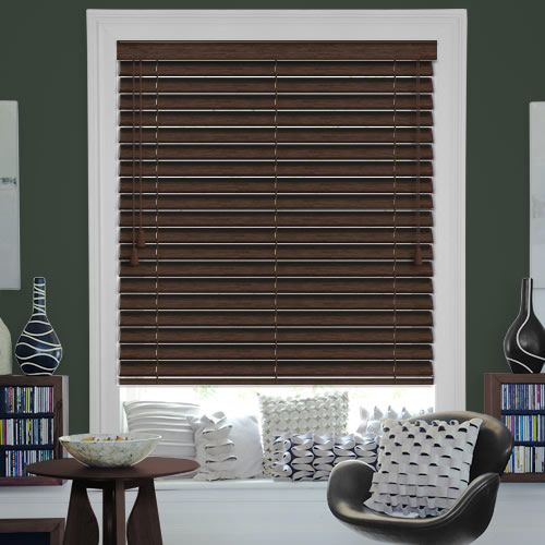 Fired Walnut Wooden Blinds, 50 mm Made to Measure Dark Wood