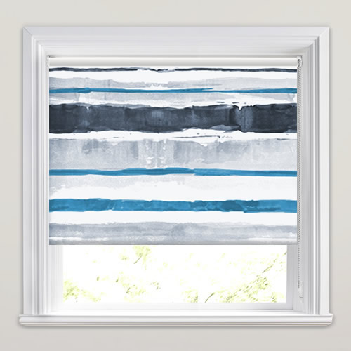 Brushstrokes Striped Roller Blinds in Blue, Grey, Beige & White