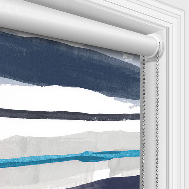 Brushstrokes Striped Roller Blinds in Blue, Grey, Beige & White