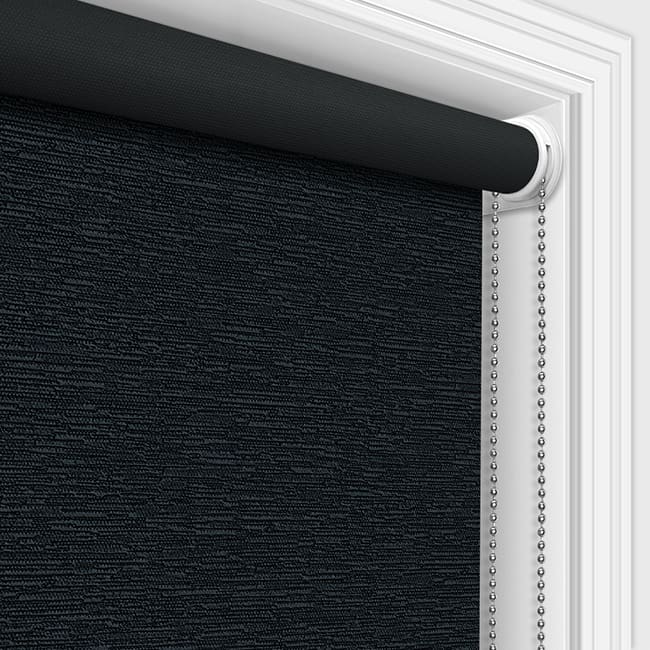 Bora Pitch Black Textured PVC Waterproof Roller Blinds