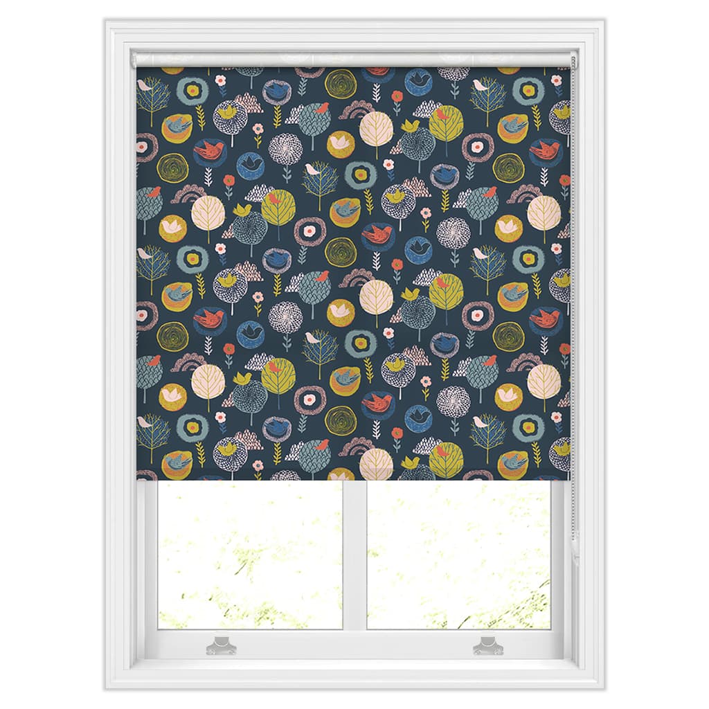 Scandi Birds, Flowers & Trees Patterned Roller Blinds. Colourful & Stylish