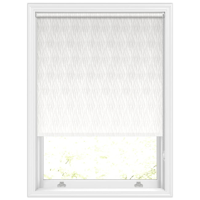 White & Silvery Beige Patterned Waterproof Roller Blinds