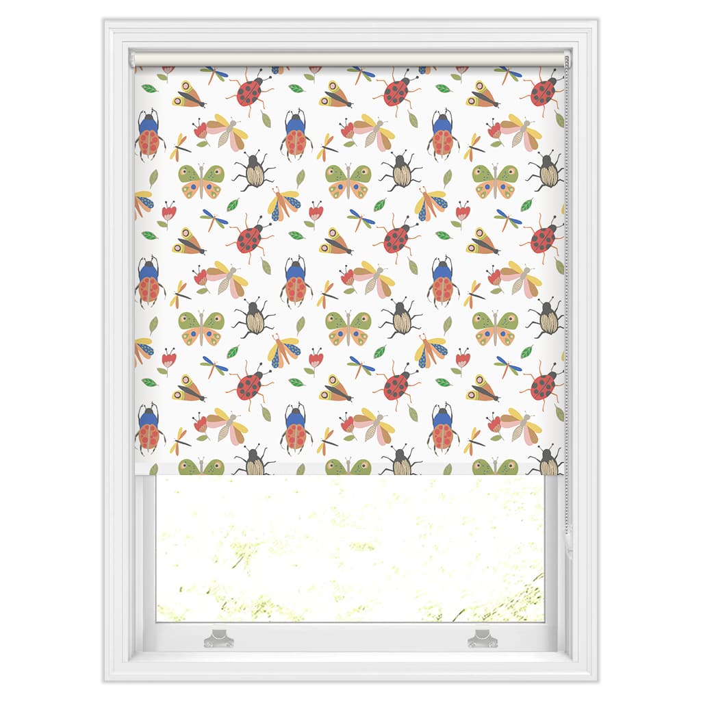 Critter Crew Bugs Patterned Blackout Roller Blinds. Kids Bedroom Blinds