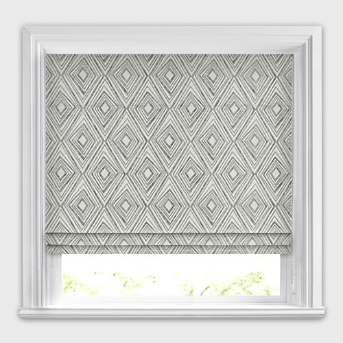 Diamond Mercury Silvery Beige & Charcoal Patterned Roman Blinds
