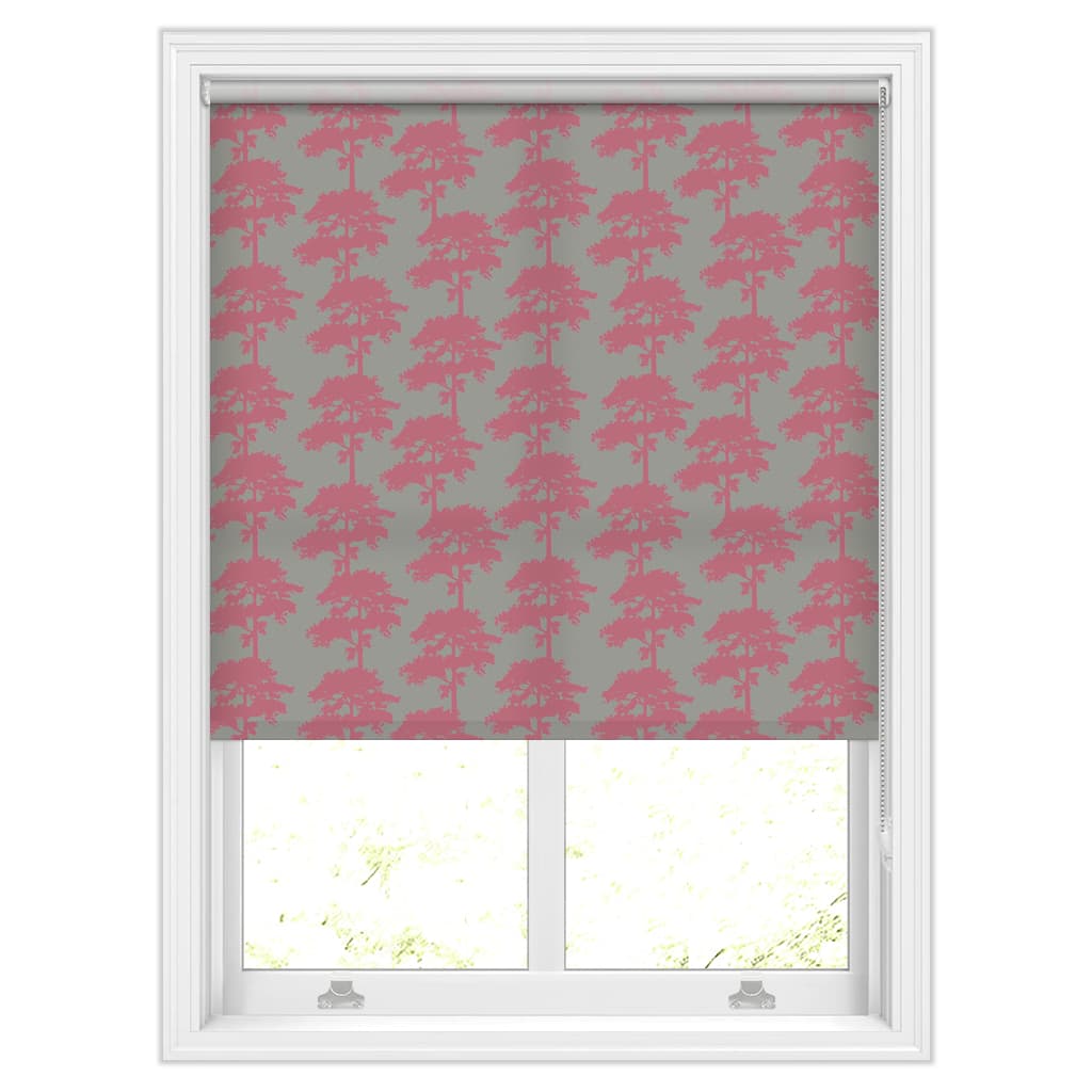 Enchanted Tilia Pink & Grey Silhouette Tree Patterned Roller Blinds