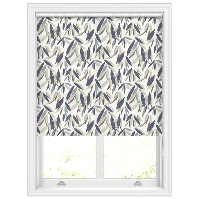 Fargesia Pacific Bamboo Leaves Patterned Roller Blinds in Blue & Beige