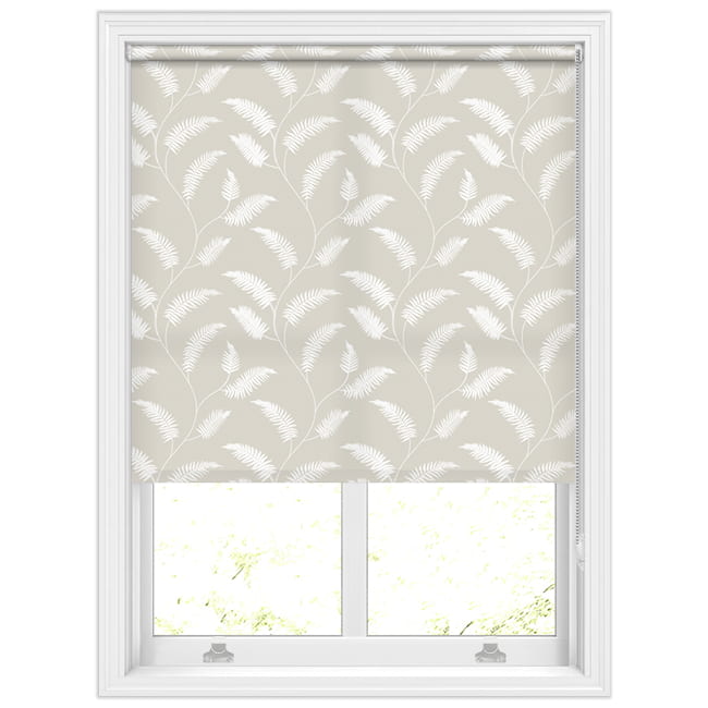 Cream & White Fern Patterned Roller Blinds, Made to Measure