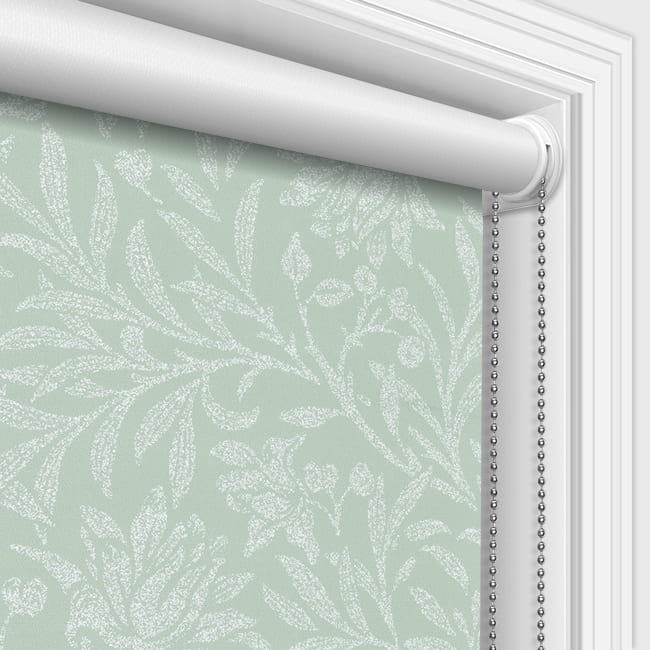 Florentine Green Vintage Floral Damask Patterned Blackout Roller Blinds
