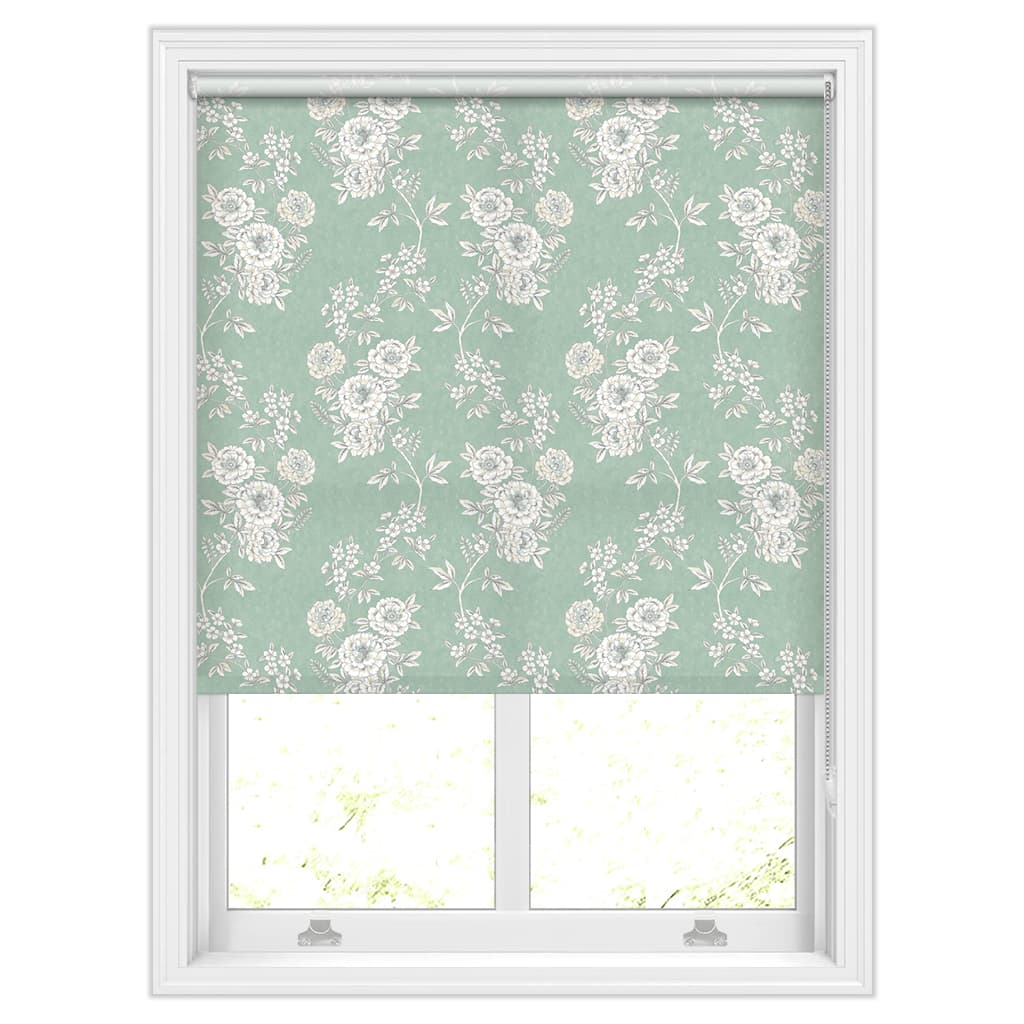 Genevieve Duck Egg Vintage Floral Patterned Roller Blinds
