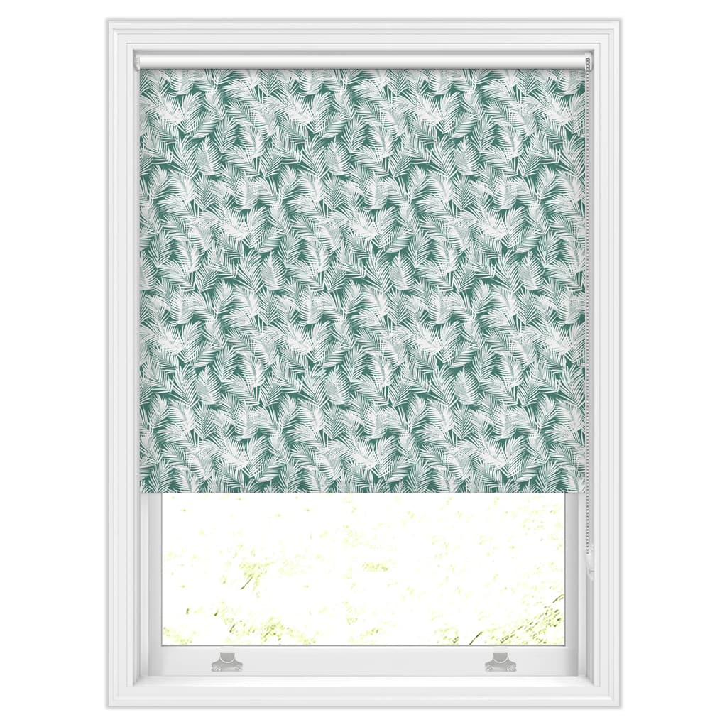 Kota Paradise Green Palm Leaf Patterned PVC Waterproof Roller Blinds