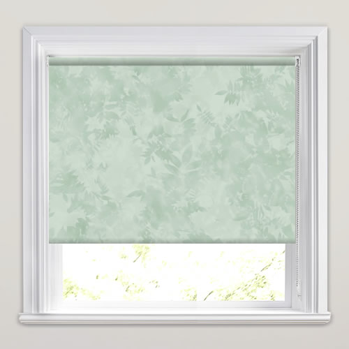 Soothing Rich Green & White Floral Patterned Roller Blinds