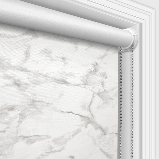Luxury Marble Patterned Waterproof Roller Blinds in Grey & White