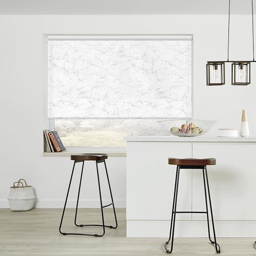 Luxury Marble Patterned Waterproof Roller Blinds in Grey & White