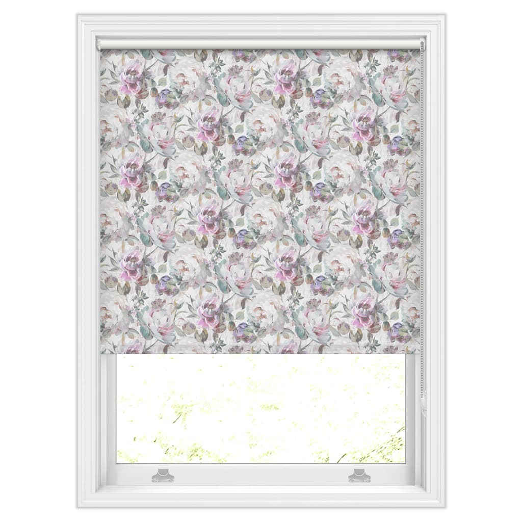Milena Mist Peonies Patterned Blackout Roller Blinds