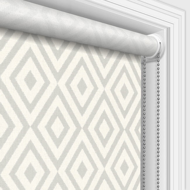 Ozias Stone Aztec Diamond Patterned Roller Blinds in Grey & White