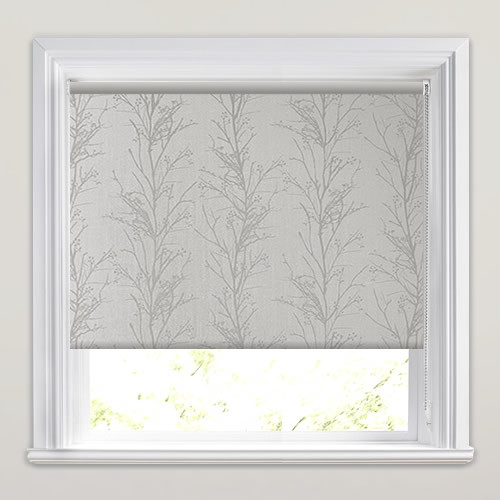 Chic Metallic Forest Trees Patterned Roller Blinds in Silvery Beige