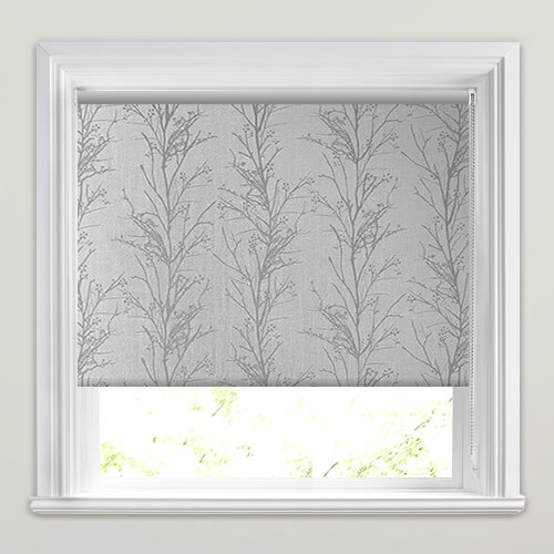 Metallic Forest Trees Patterned Roller Blinds in Silver & Grey
