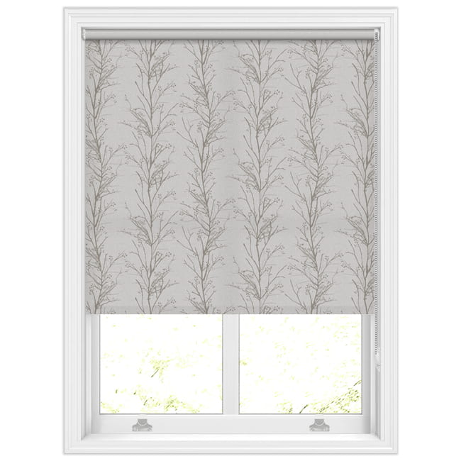 Chic Metallic Forest Trees Patterned Roller Blinds in Silvery Taupe