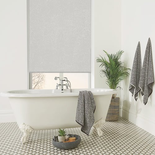Metallic Marble Patterned Waterproof PVC Roller Blinds in Stoney Beige