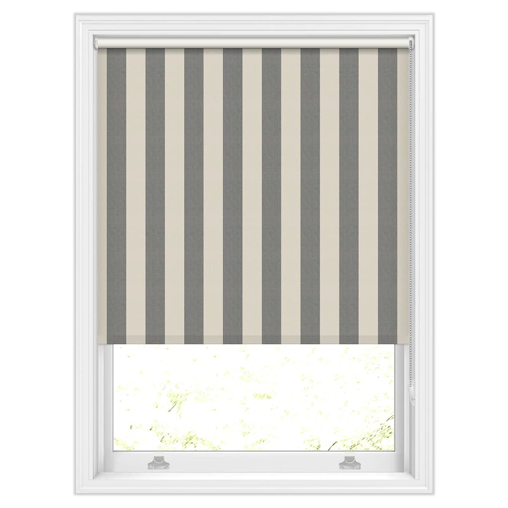 Stratton Charcoal Grey & Cream Broad Vertical Striped Blackout Roller ...