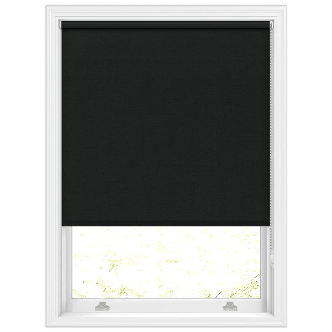 Luxury Noir Black Blackout Roller Blinds, Thermal Made to Measure