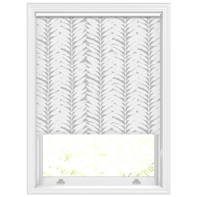 Silhouette Fern Patterned Blackout Roller Blinds in Grey & Off White