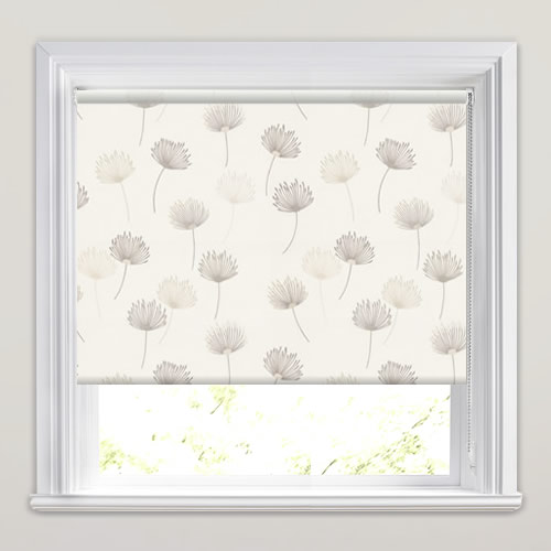 Modern Dandelion Patterned Roller Blinds in White, Beige & Brown